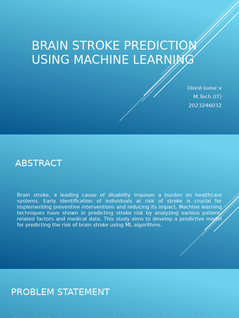Stroke Prediction Using Machine Learning1 | PDF