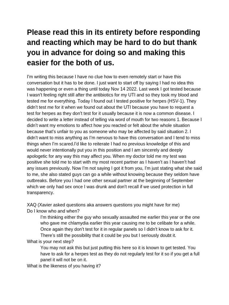 Letter To A | PDF | Diseases And Disorders | Sexual Health