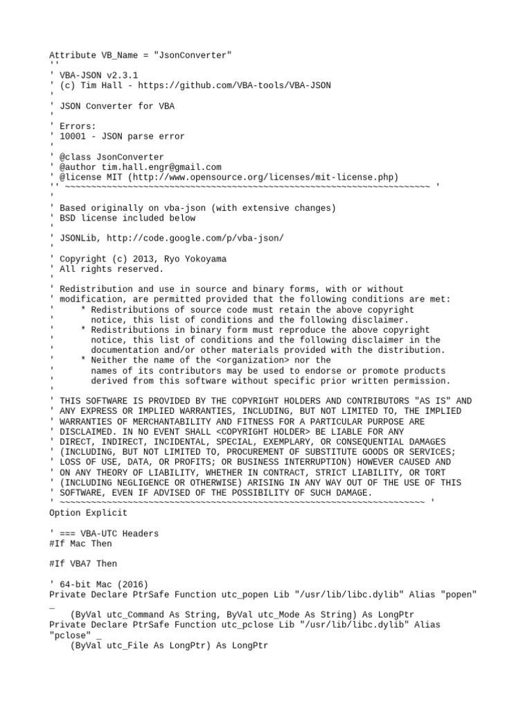 JsonConverter.bas | PDF | Boolean Data Type | Software Engineering