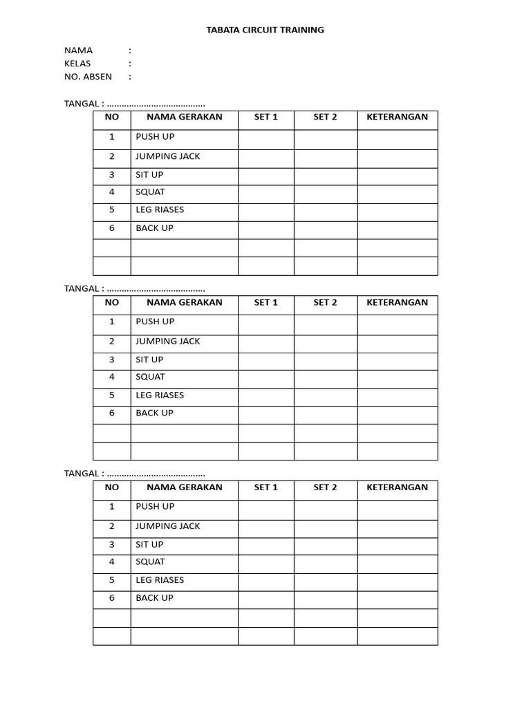 Tabata Circuit Training | PDF