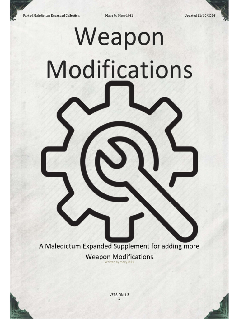 Weapon Modifications - Maledictum Expanded 1.3 | PDF | Gun | Artillery