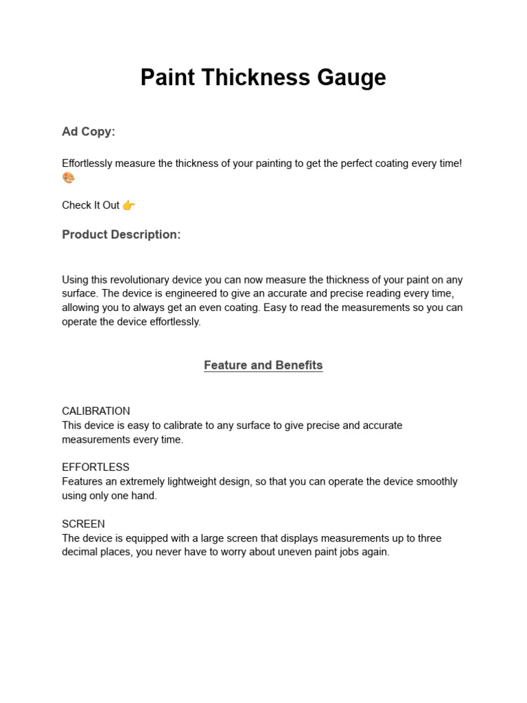 Paint Thickness Gauge | PDF