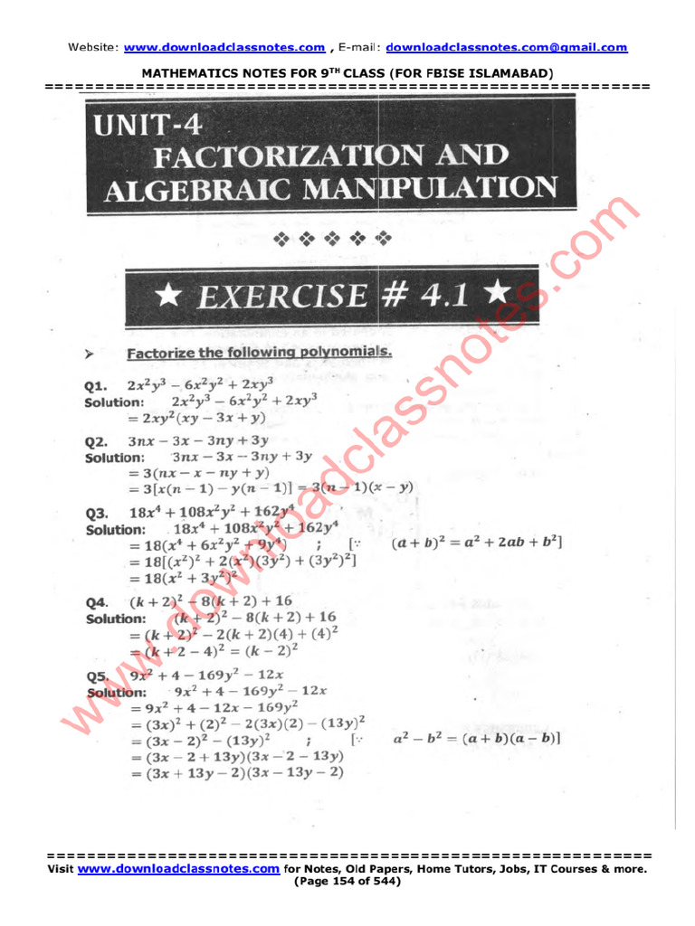 Unit 04 Fbise Class 9th Mathematics | PDF
