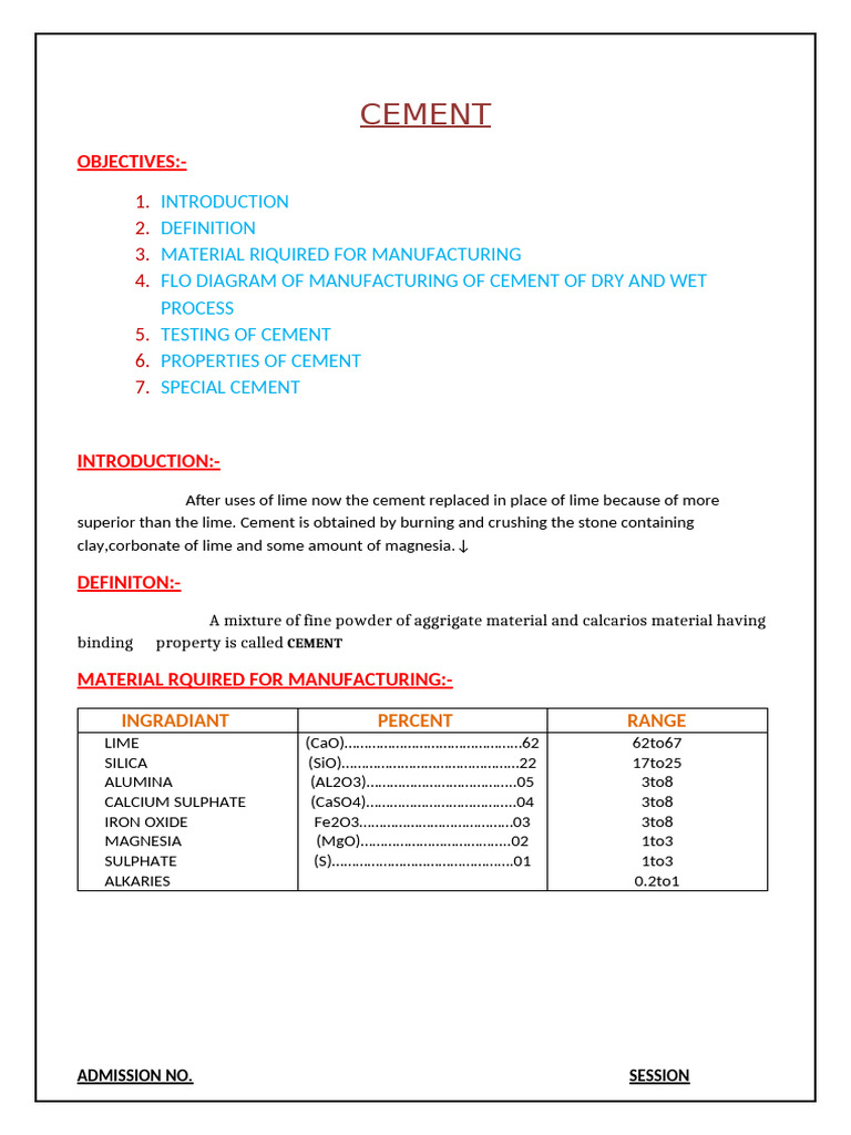 CEMENT | PDF | Cement | Lime (Material)