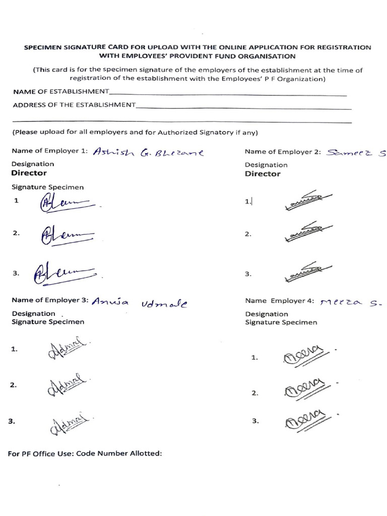 Specimen Signature | PDF