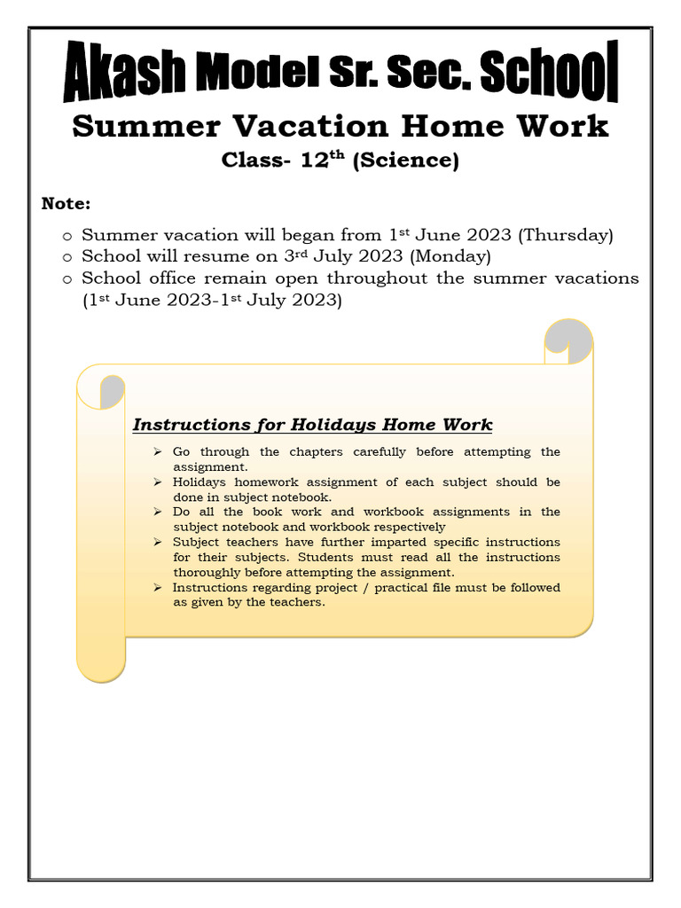 12th Science Holiday Homework | PDF | Glucose | Operon