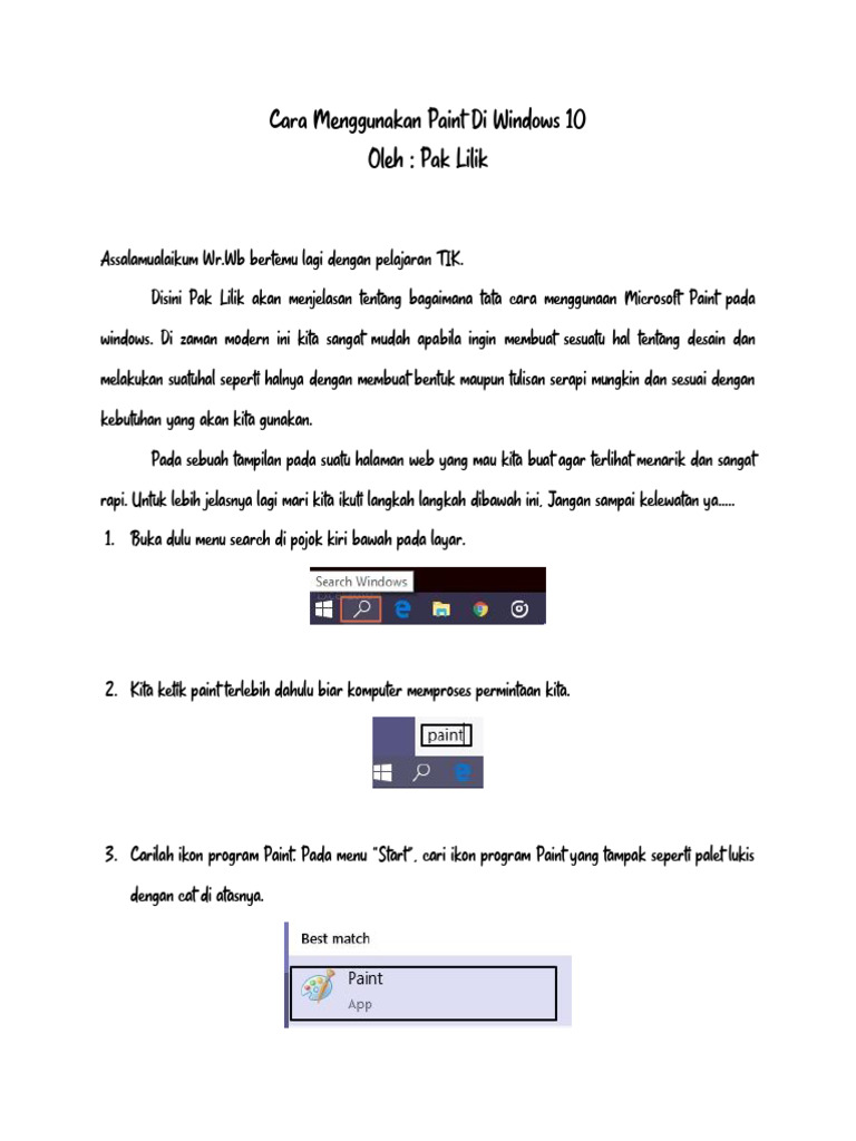 Materi TIK Kelas 2 - Paint | PDF