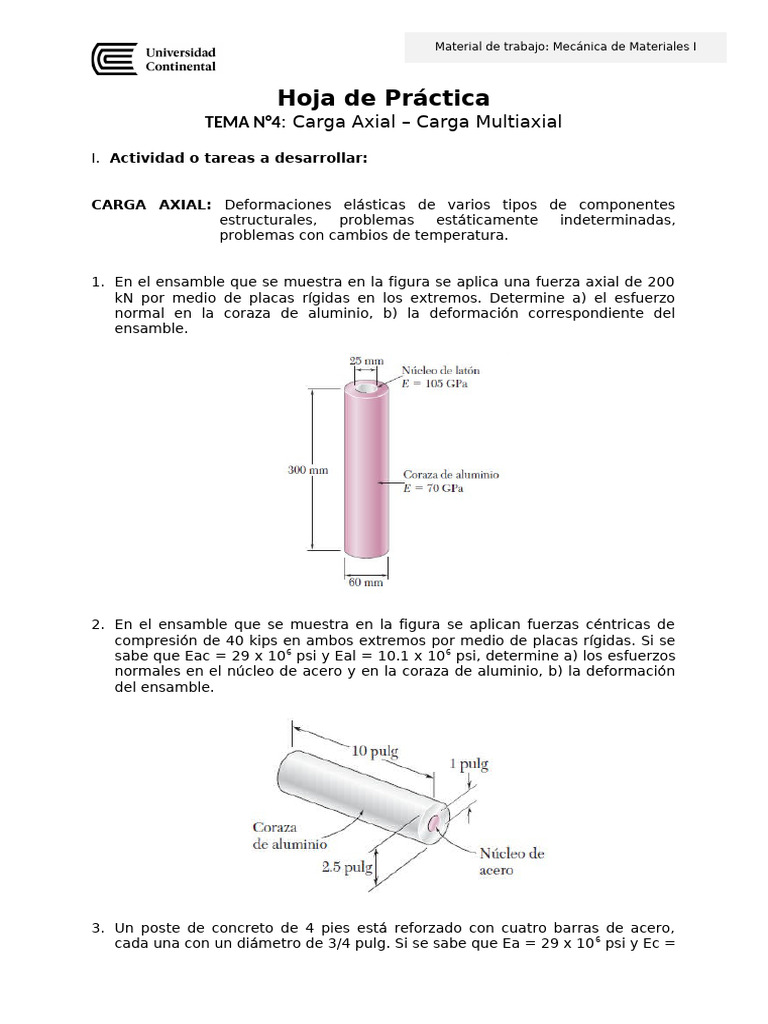Carga Axial y Multiaxial en Materiales | PDF | Pascal (Unidad ...