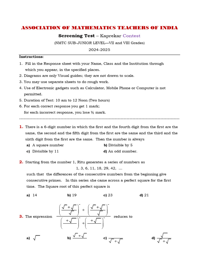 Subjunior Final | PDF | Rectangle | Area