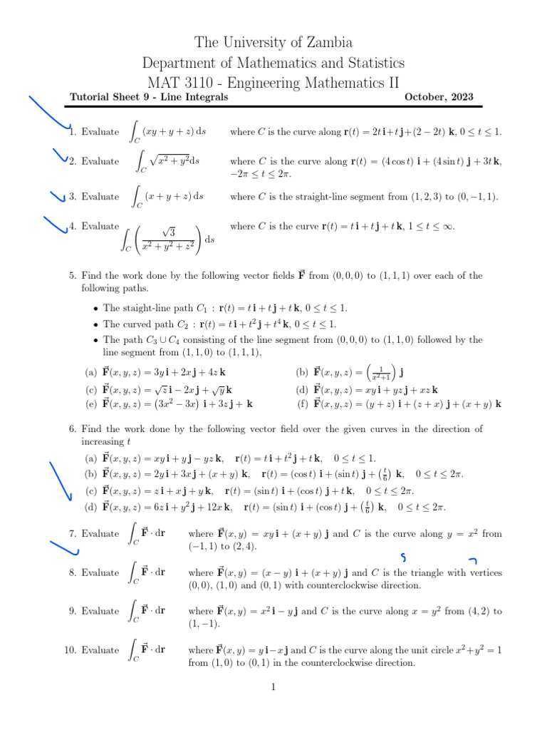 Mat 3110 Tutorial Sheet 9 2022 23 | PDF | Calculus | Mathematics