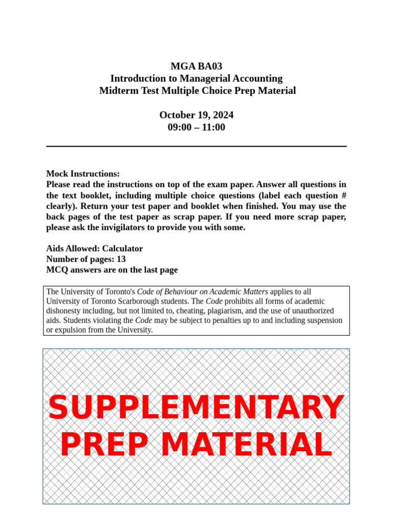 MGA BA03 Midterm MC Prep | PDF | Cost | Financial Accounting
