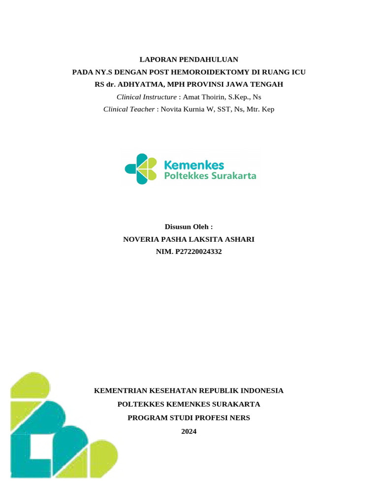 LAPORAN PENDAHULUAN HEMOROID FIX | PDF