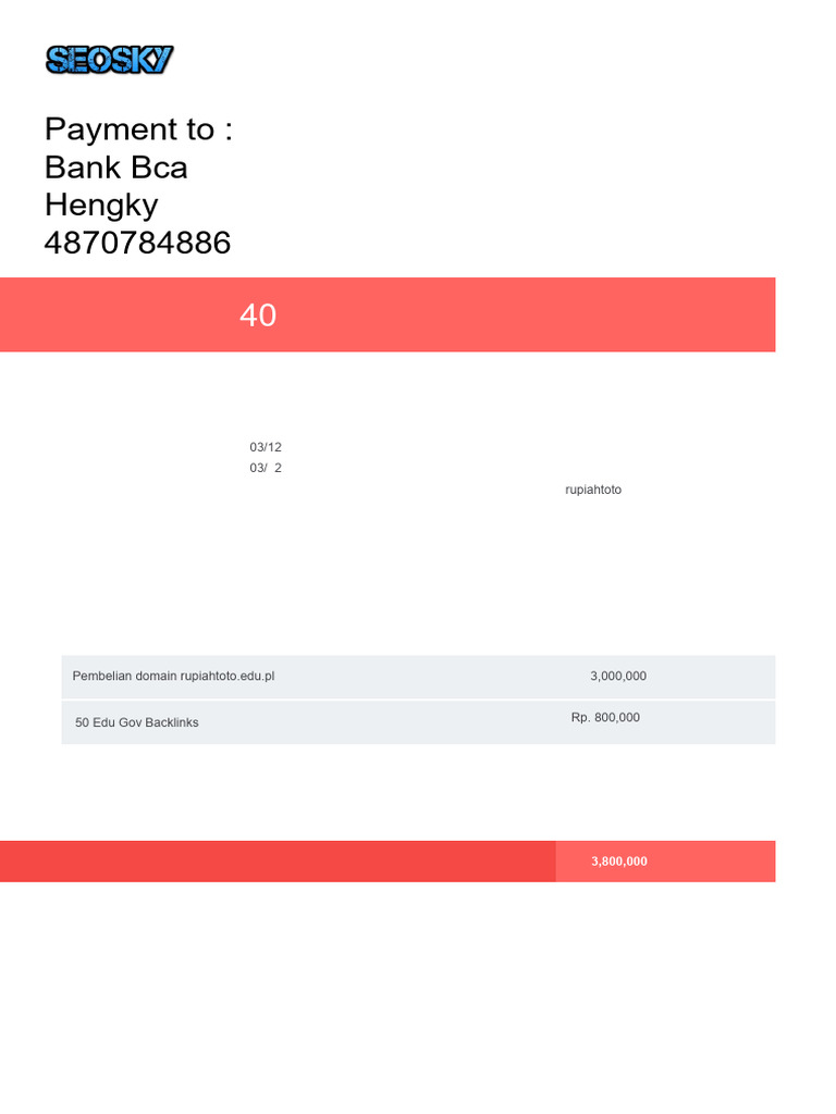 Payment To: Bank Bca Hengky 4870784886: Invoice #14 Unpaid | PDF