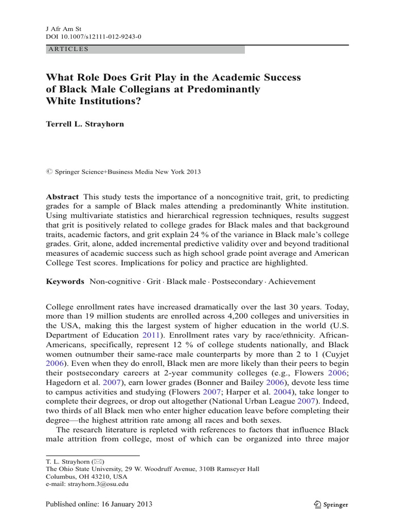 What Role Does Grit Play in The Academic | PDF | Grit (Personality ...