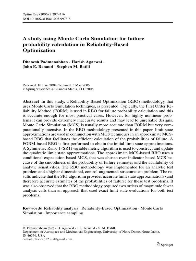 A study using Monte Carlo Simulation for failure probability calculation in Reliability-Based ...