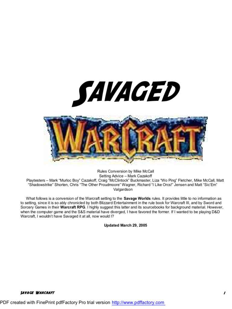 Savage Warcraft - Savage Heroes | PDF | Warcraft