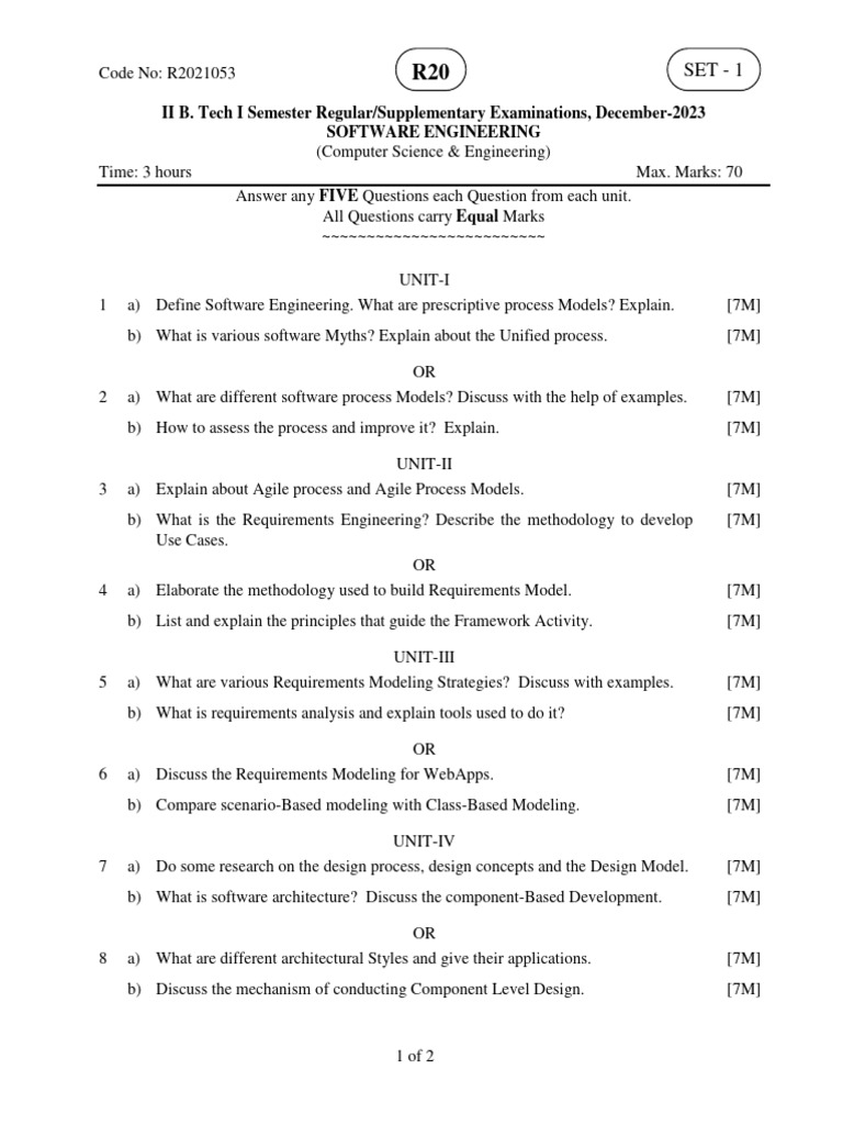 Software Engineering Exam Questions 2023 | PDF | Agile Software ...