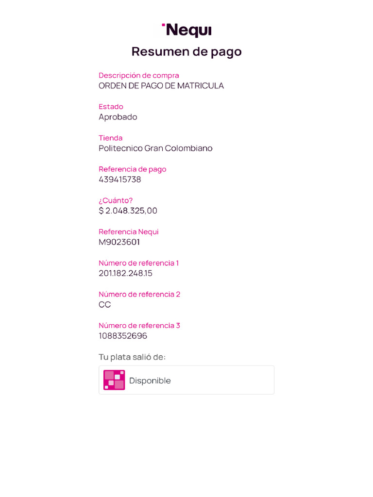 Resibo de Pago 2 Semestre Politecnico | PDF