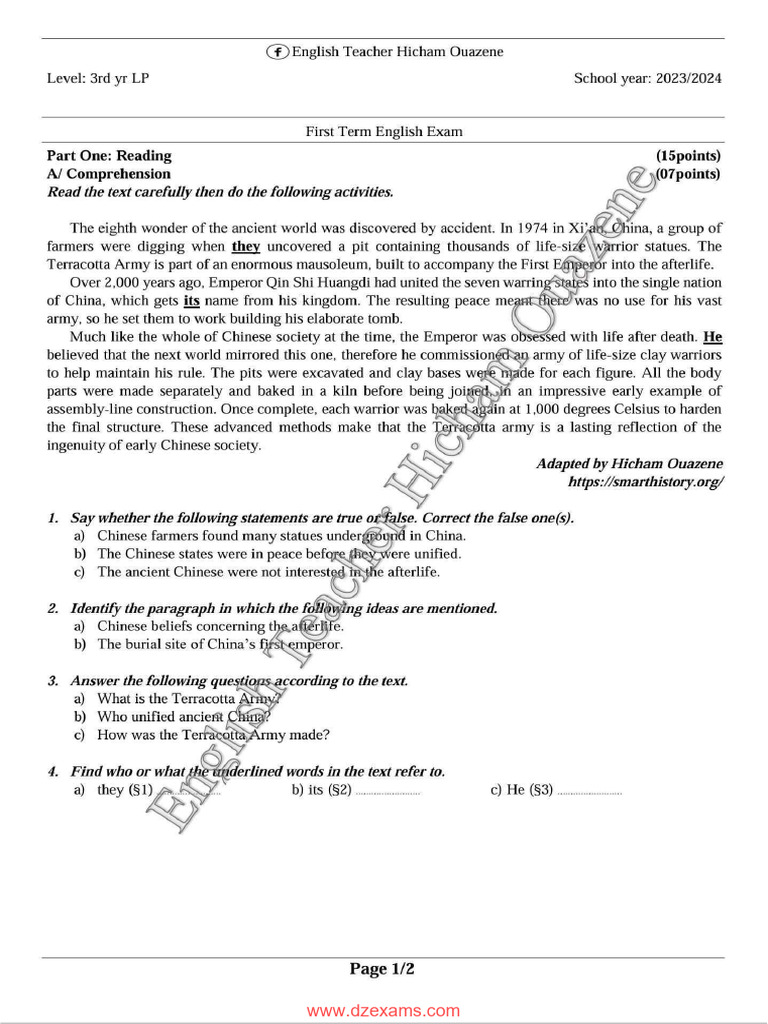 Dzexams 3as Anglais 611142 | PDF