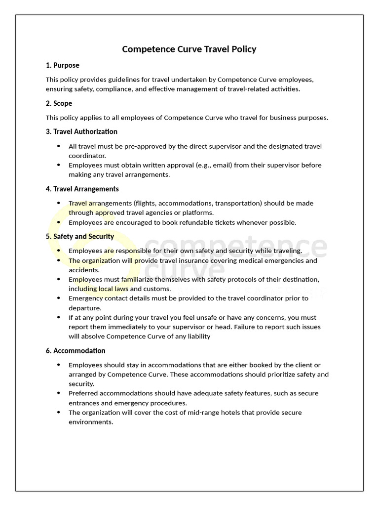 Competence Curve Travel Policy | PDF | Legal Liability | Business