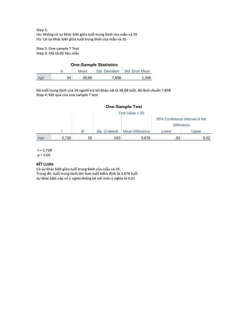 One Sample Test Pdf 