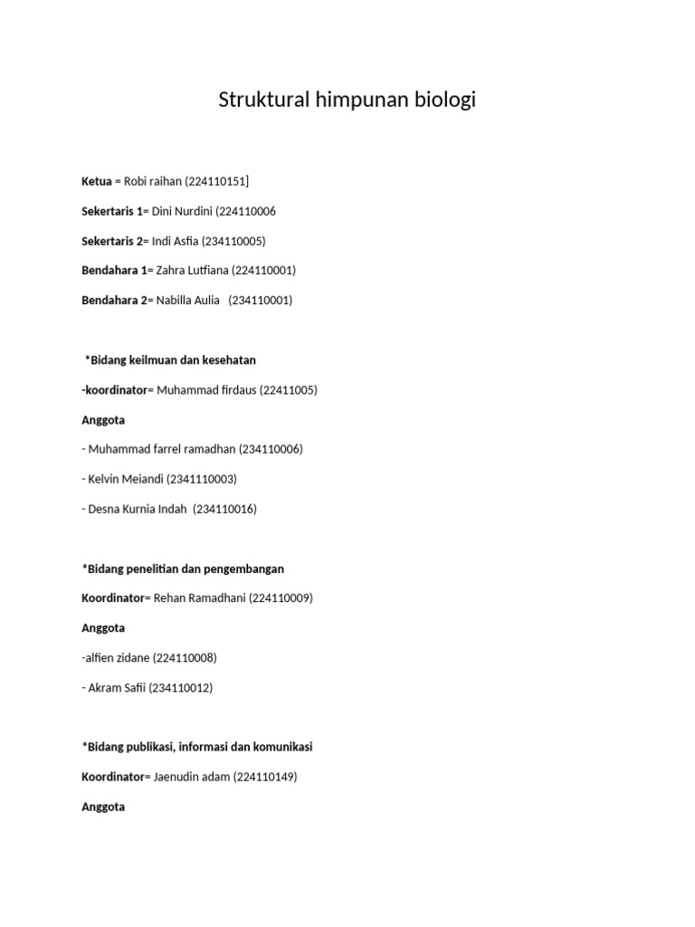 Struktur Hima Bio 2024-2025 (1) | PDF