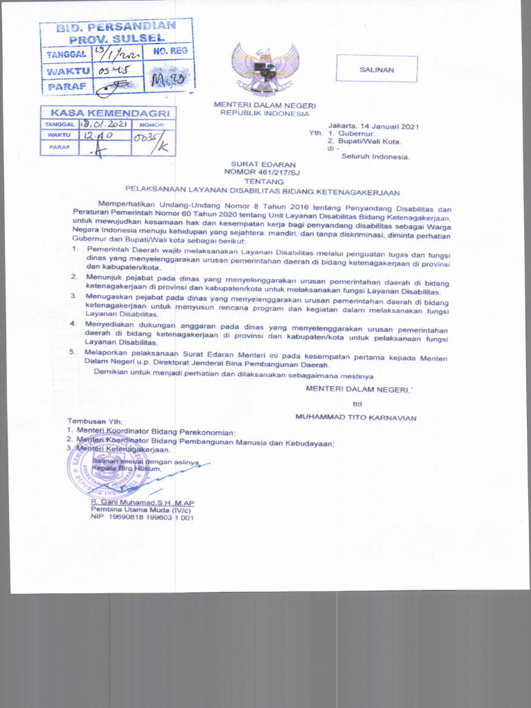SE Pelayanan Disabilitas Ketenagakerjaan | PDF