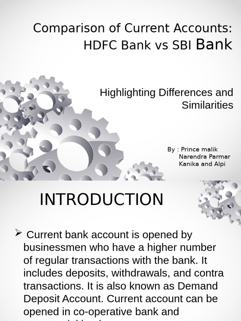HDFC Vs SBI Current Account Comparison | PDF