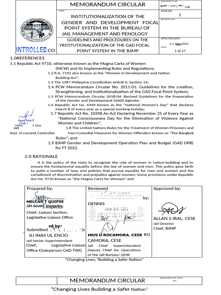 Gender and Development Focal Point System in The Bureau of | PDF | Gender And Development | Gender