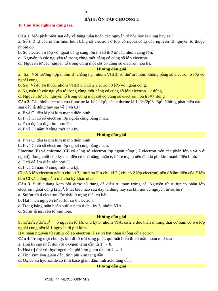 Bai 9 On Tap Chuong 2 - KNTT. | PDF