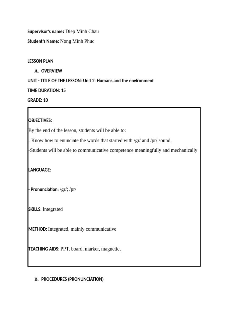 LESSON PLAN -pronunciation-unit 2 | PDF | Phonics | Linguistics LESSON PLAN -pronunciation-unit 2 | PDF | Phonics | Linguistics