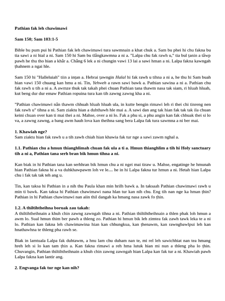 Pathian Fak Leh Chawimawi Insights | PDF