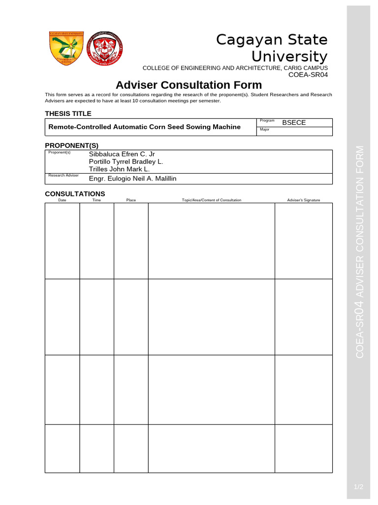 Adviser Consultation Form for Research | PDF