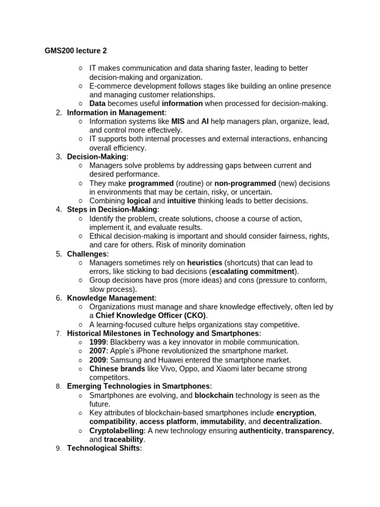 GMS 200 Lecture 2 | PDF | Decision Making | Smartphone