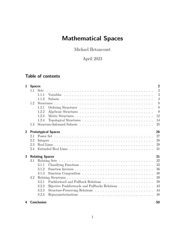 Spaces | PDF | Set (Mathematics) | Limit (Mathematics)