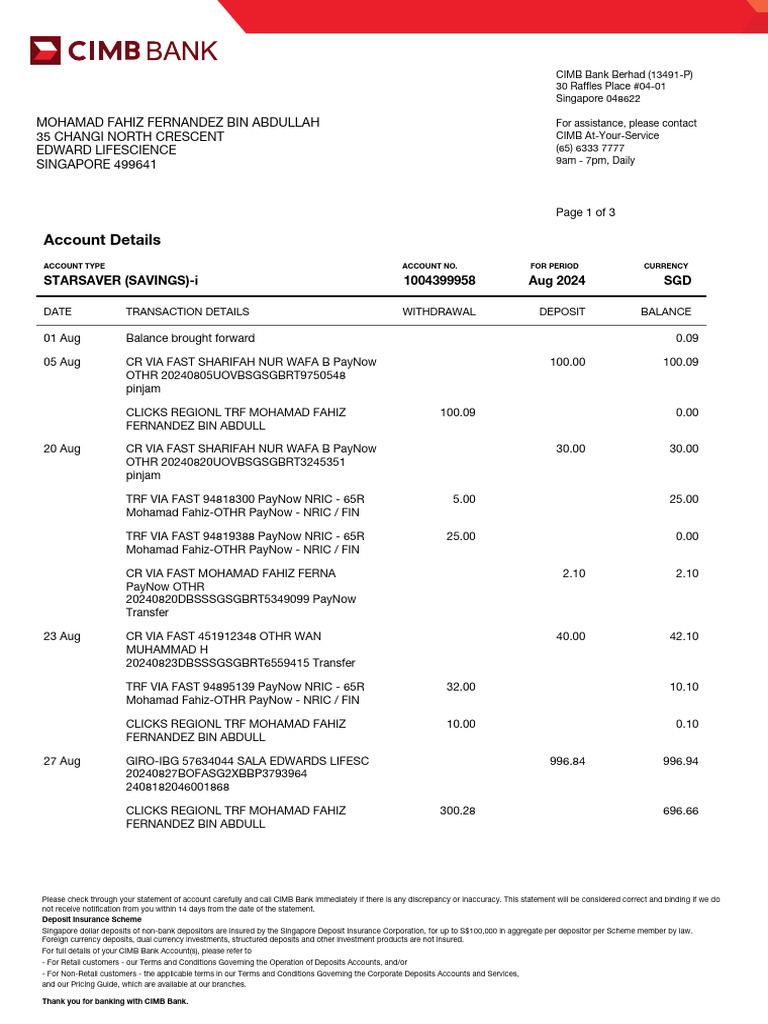 Aug 2024 - EStatement | PDF | Deposit Account | Banks