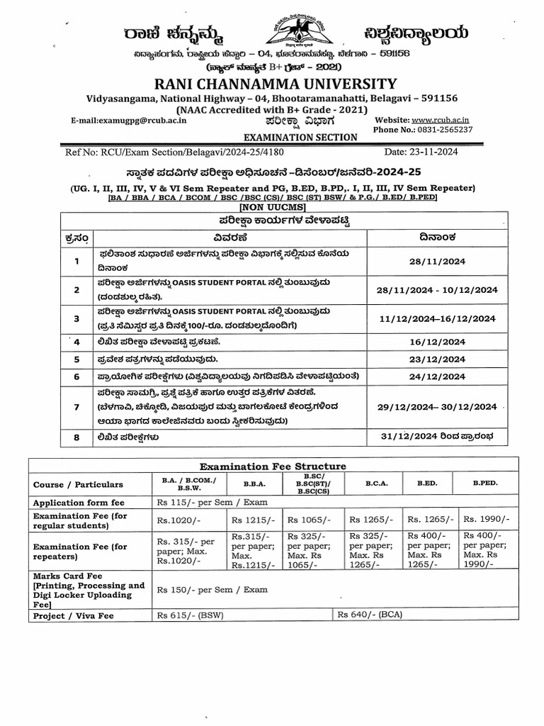 Ug 1 to 6 Exam Notification(Non Uucms) | PDF