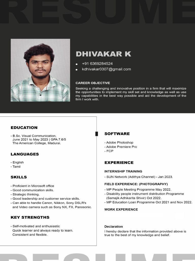 Dhivakar Resume | PDF