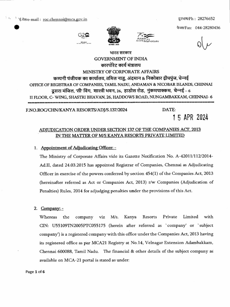 Kanya Resorts Order s137 20240430 | PDF