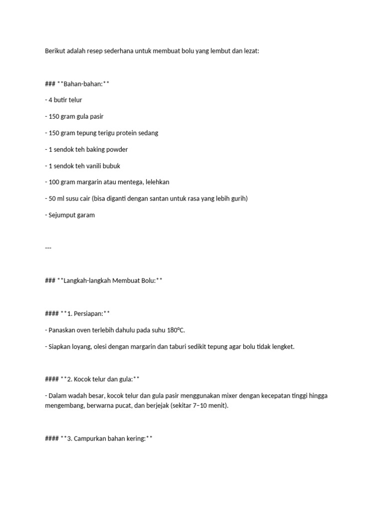 Cara Buat Bolu | PDF