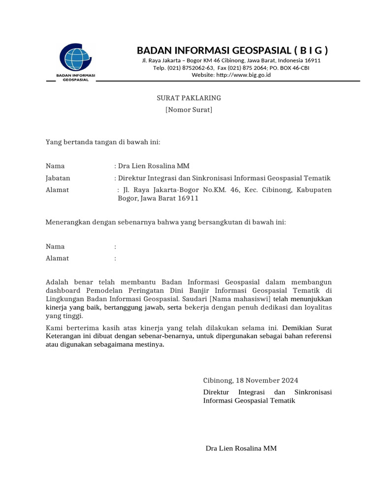 Contoh Surat Paklaring | PDF