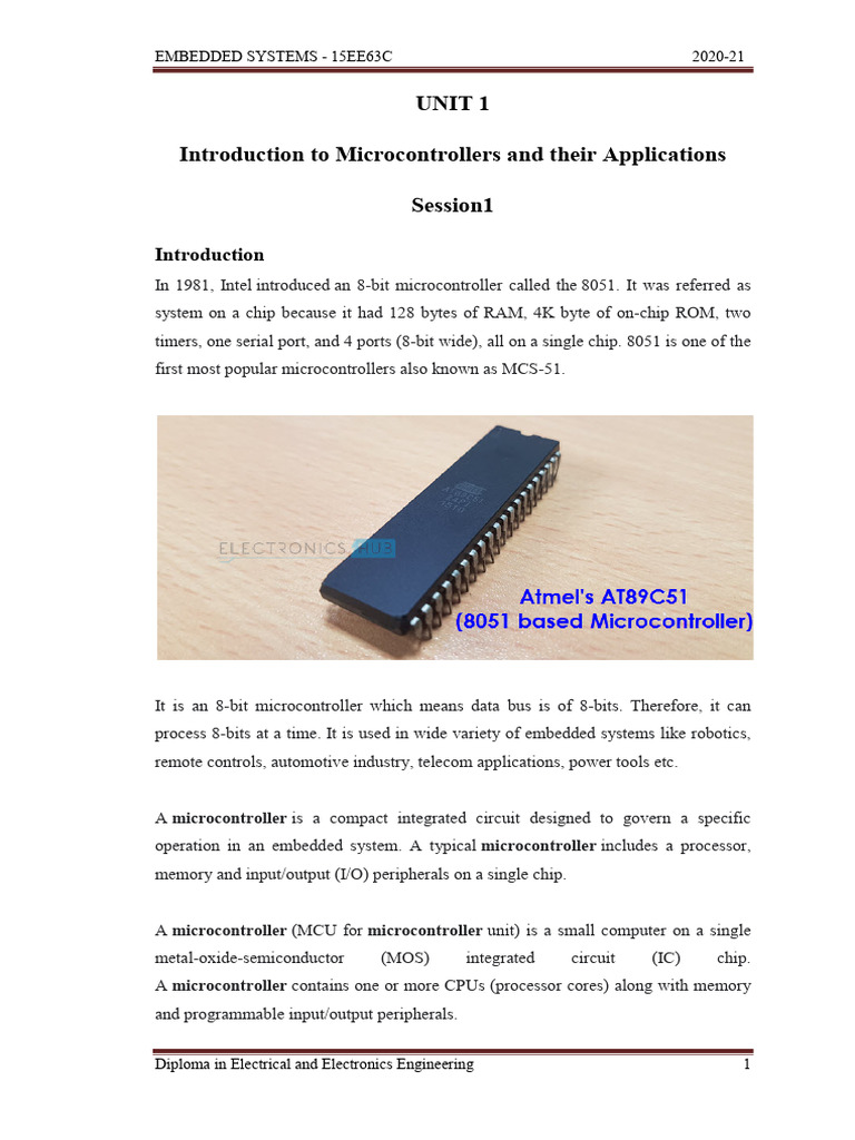 EEE 15EE63C U1 S1 Sy | PDF | Microcontroller | Embedded System