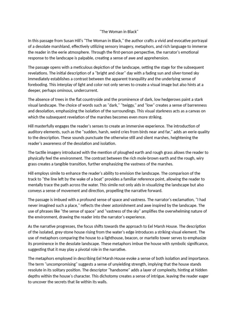 The Woman in Black Sample Response | PDF | Metaphor | Narrative