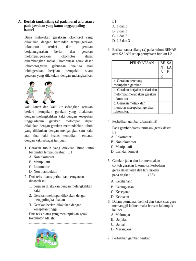 SAS 1 Kelas 3 PJOK | PDF