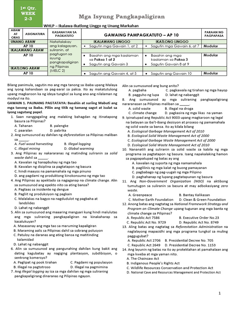 Q1 Wk2 3 WHLP Handout Activity 2021 2022 | PDF