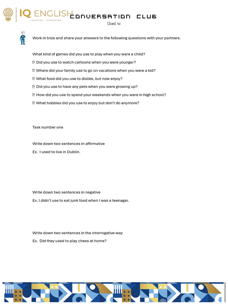 Used To Worksheet | PDF