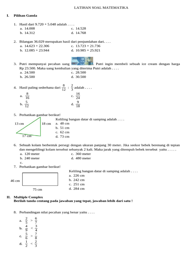 Latihan Matematika 5 | PDF
