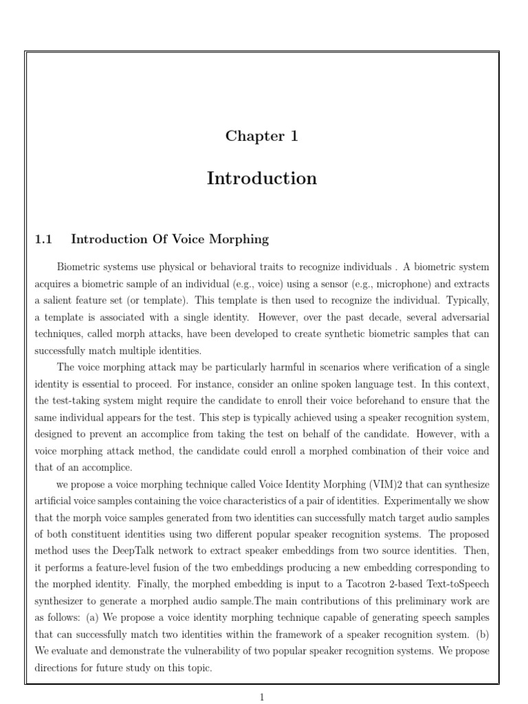 Voice Morphing Two Identities in One Voice | PDF | Speech Synthesis | Human Voice