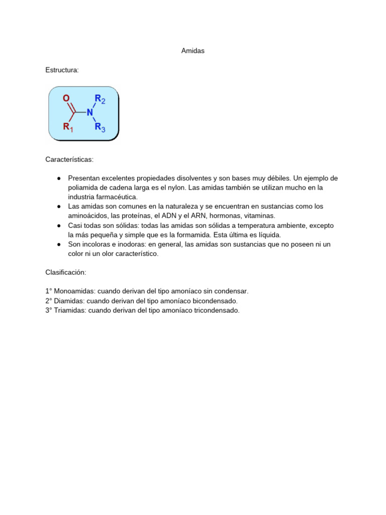 Propiedades y Usos de las Amidas | PDF | Amida | Química