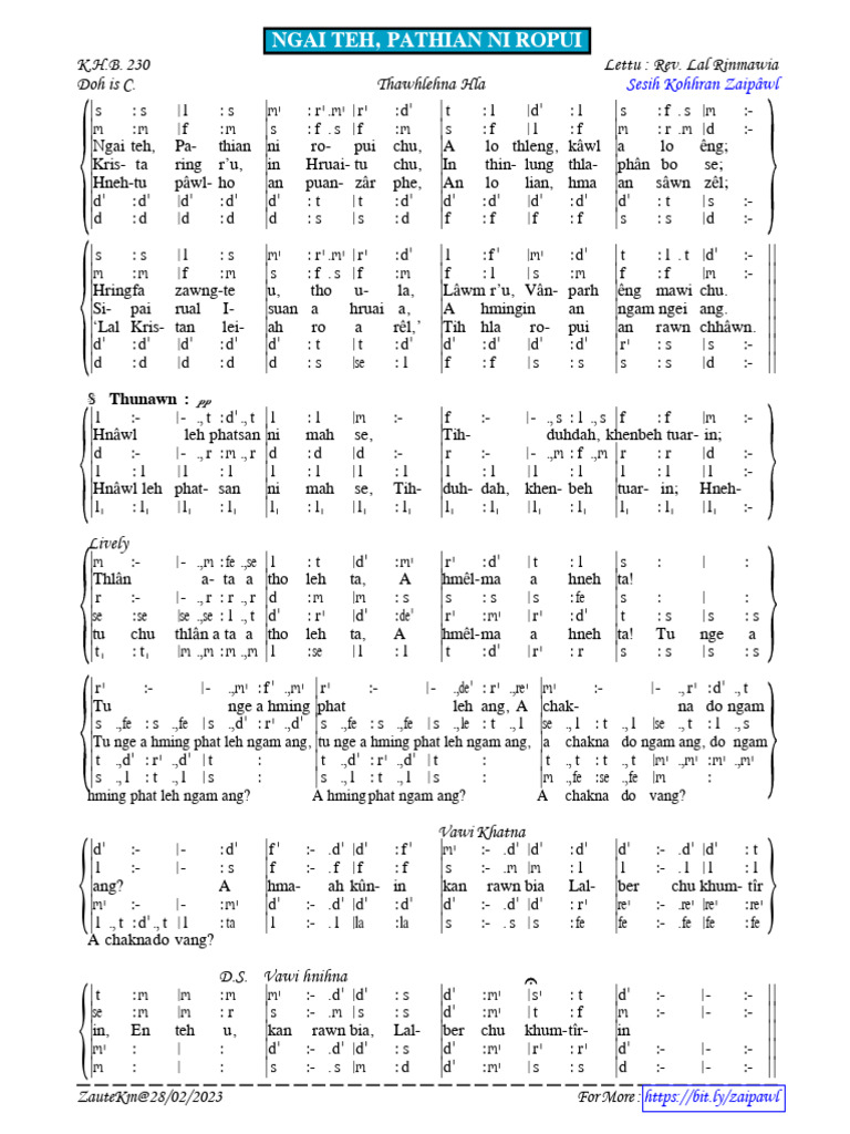 Ngai Teh, Pathian Ni Ropui Chu | PDF